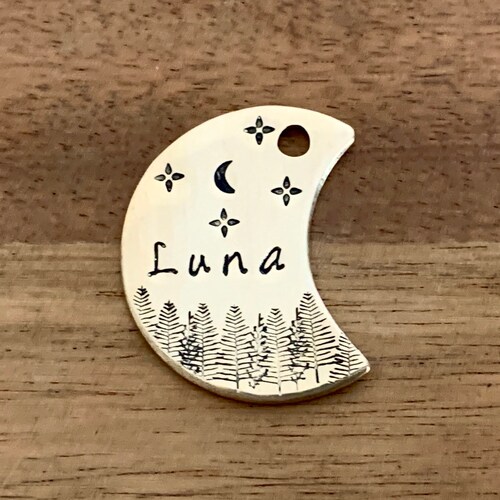 Moon Pet ID Tag Personalised Custom Pet Tag Hand Made Dog - Etsy
