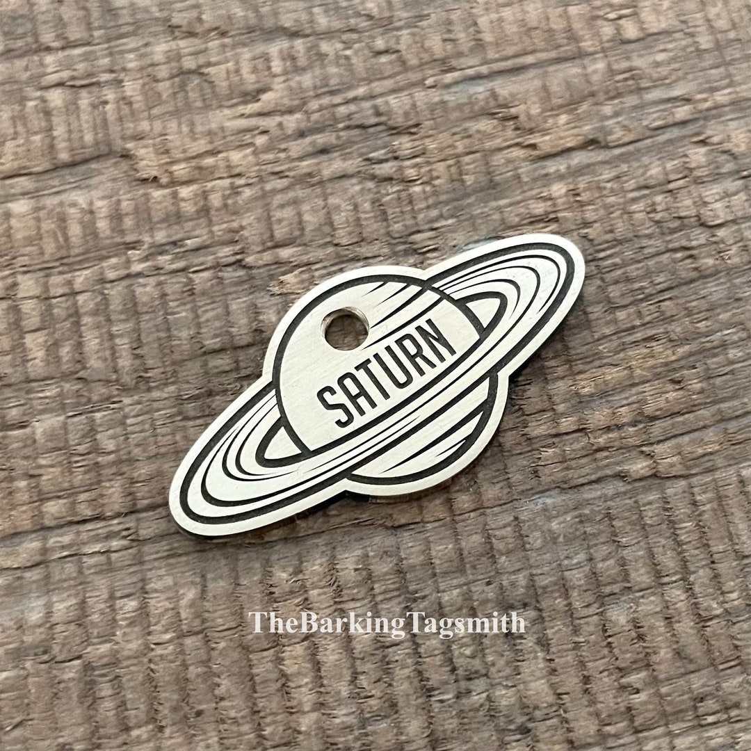 Saturn Shape Dog Tag, Planet Pet ID Tag, Space Pet Tag, Cat ID Tag, Dog ...
