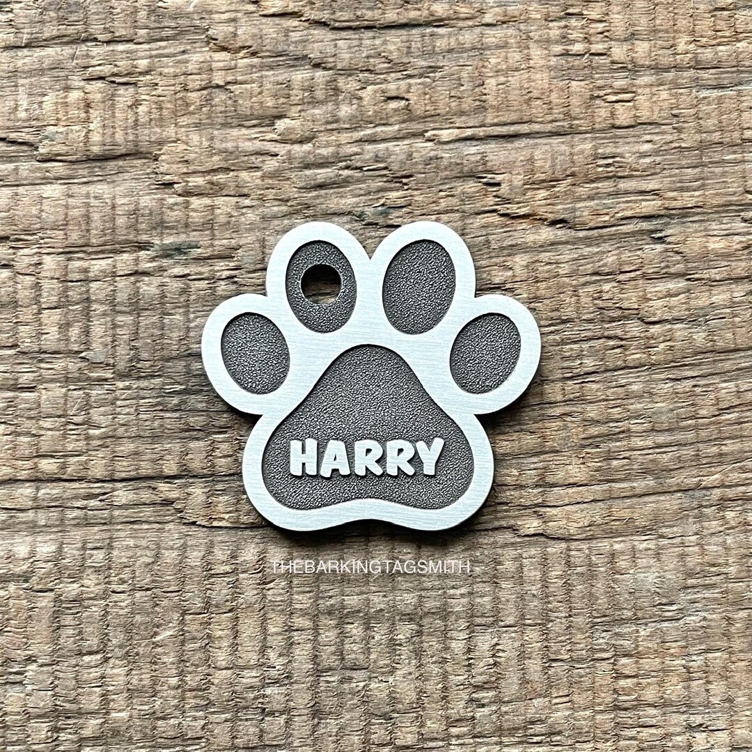Paw Print Dog Tag, Paw Shape Pet ID Tag, Cat ID Tag, Custom Dog Tags ...