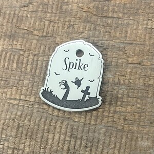 Tombstone Pet Tag, Spooky Pet ID Tag, Witch, Bats, Halloween Pet Tag ...