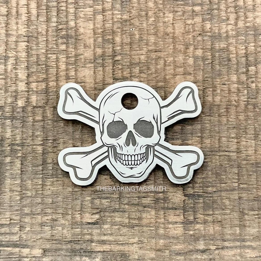 Skull and Cross Bones Dog Tag, Skull Pet ID Tag, Pirate Tag, Cat ID Tag ...