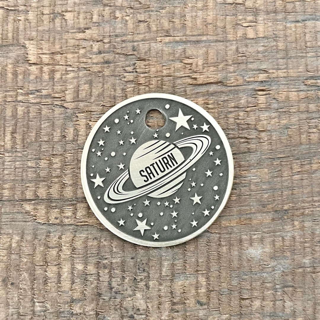 Saturn Dog Tag, Pet ID Tag, Cat ID Tag, Planet Dog Tag, Personalized ...