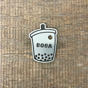 Bubble Tea Shape Dog Tag, Boba Tea Pet ID Tag, Cat ID Tag, Custom Dog ...