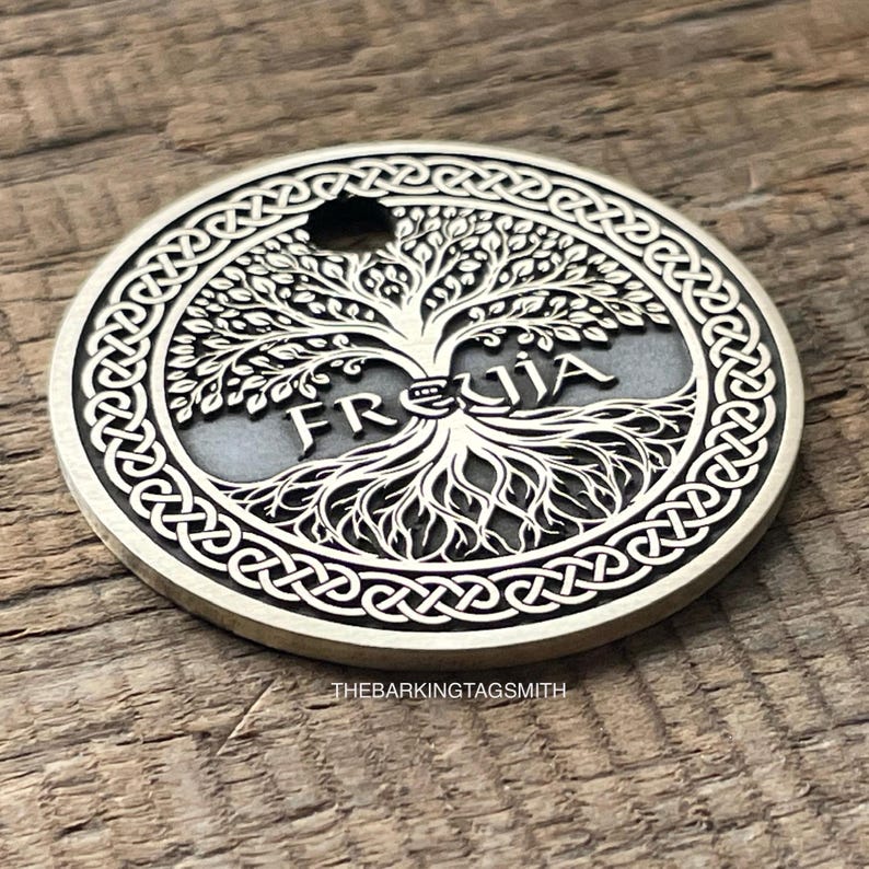 Tree of Life Dog Tag, Celtic Tree, Viking Pet ID Tag, Fantasy Cat ID ...