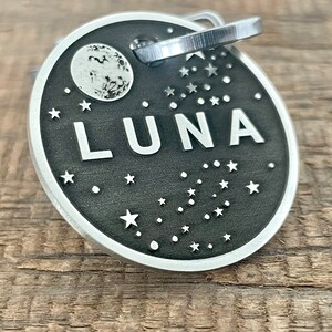 Space Dog Tag, Pet ID Tag, Personalized Brass Dog Tag, Microchip Pet ...