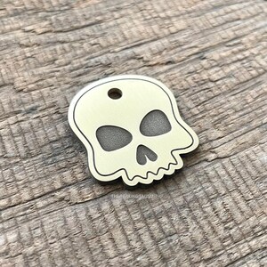 Skull Dog Tag, Spooky Pet ID Tag, Custom Dog Tags, Dog Collar Tag - Etsy
