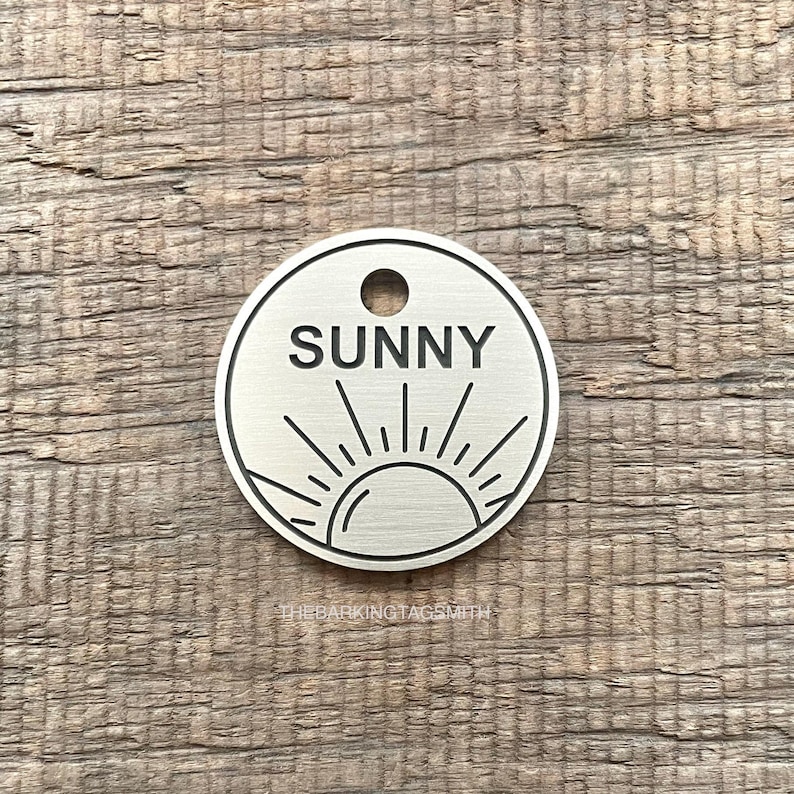 Sun Dog Tag, Sunshine Pet ID Tag, Personalized Dog Tag, Cat Tag, Custom ...