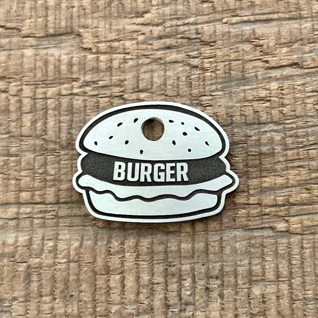 Burger Shape Dog Tag, Cheeseburger Pet ID Tag, Sandwich Tag, Cat ID Tag ...
