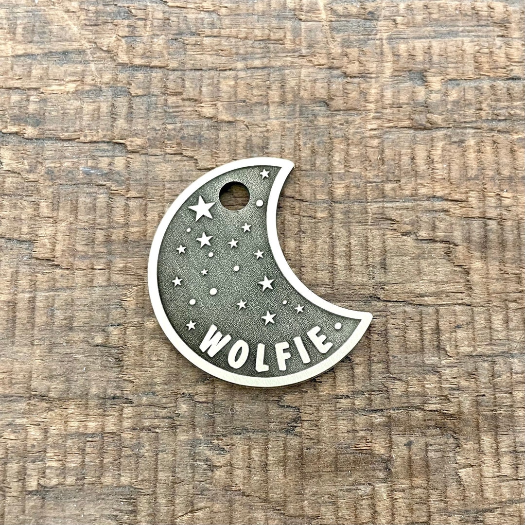 Moon Pet ID Tag, Luna Dog Tag, Personalized Dog Tag, Custom Dog Tags ...