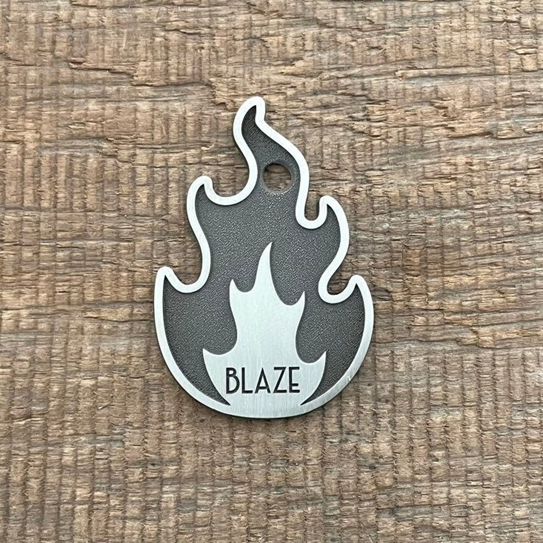 Fire Shape Dog Tag, Ember Pet ID Tag, Flame Dog Tag, Cat ID Tag, Custom ...
