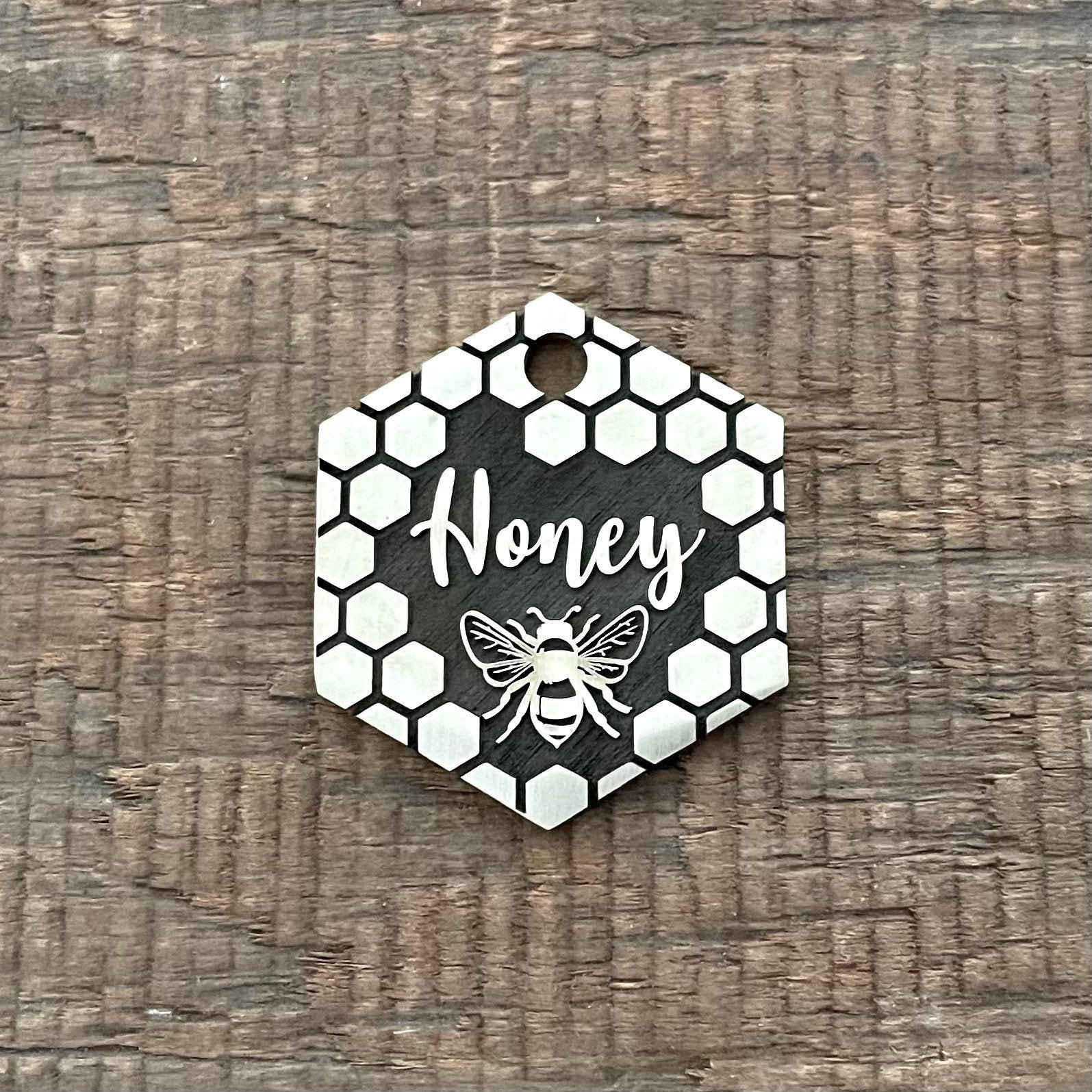 Honeycomb Dog Tag, Hexagon Pet ID Tag, Personalized Brass Dog Tag ...