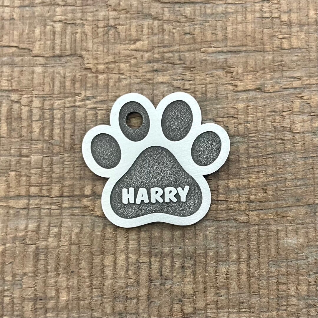 Paw Print Dog Tag, Paw Shape Pet ID Tag, Cat ID Tag, Custom Dog Tags ...
