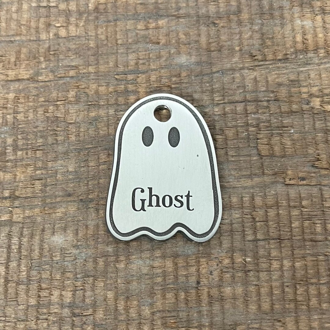 Ghost Shape Dog Tag, Spooky Pet ID Tag, Halloween Tag, Cat ID Tag ...