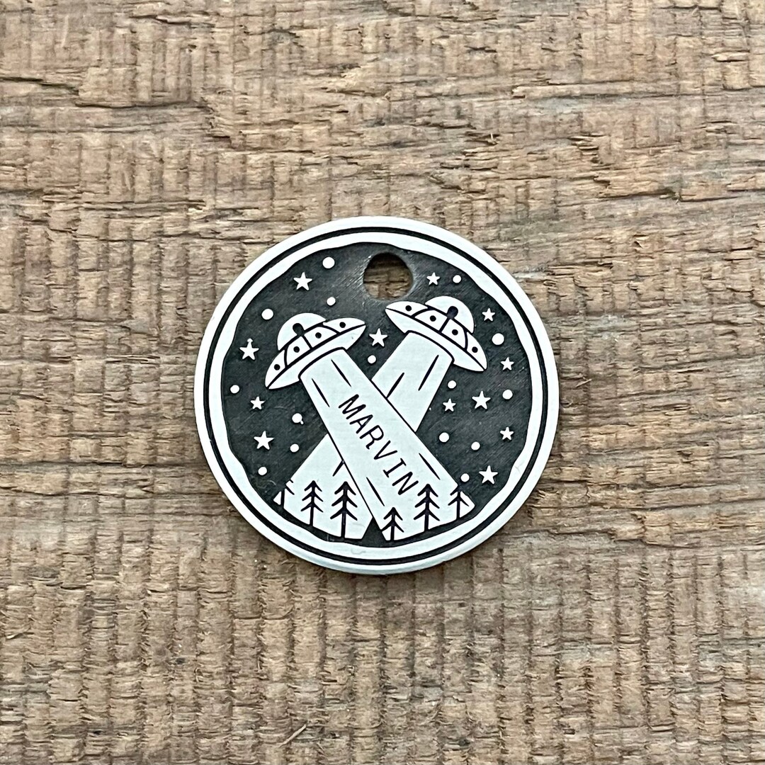 UFO Dog Tag, Alien Pet ID Tag, Abduction Dog Tag, Cat Tag, Custom Dog ...
