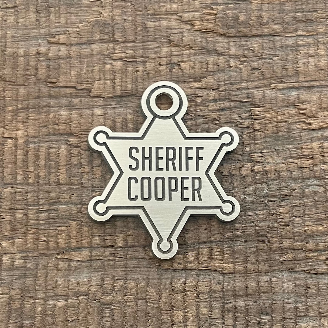Sheriff Badge Dog Tag, Pet ID Tag, Personalized Dog Tag, Microchip Pet ...