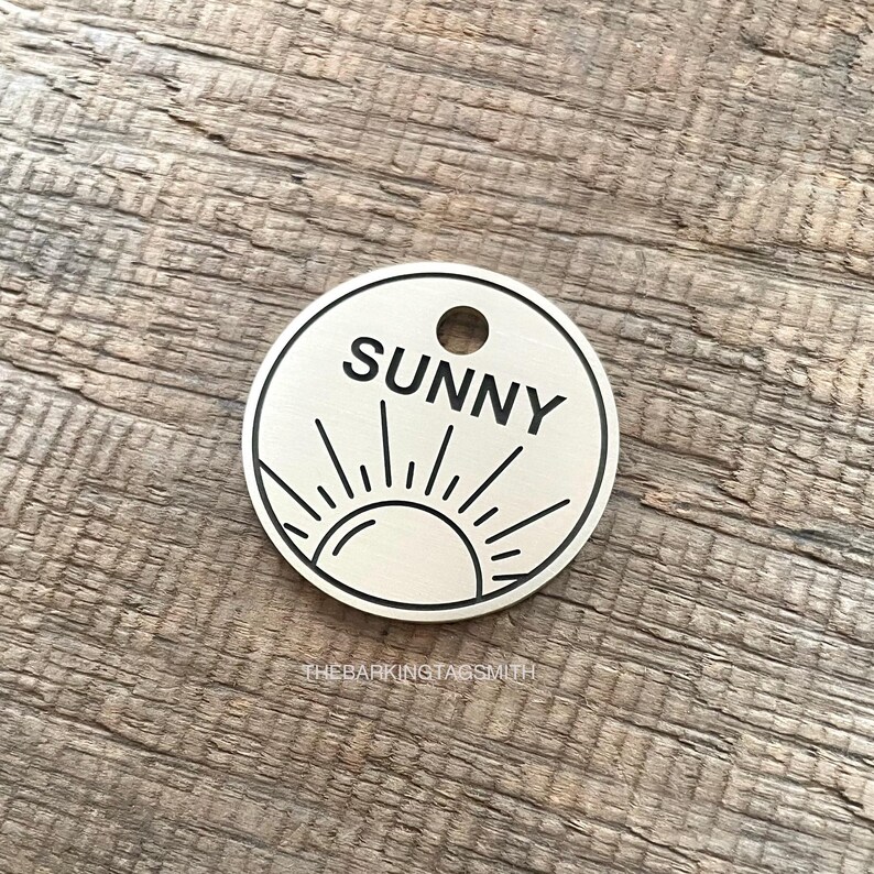 Sun Dog Tag, Sunshine Pet ID Tag, Personalized Dog Tag, Cat Tag, Custom ...