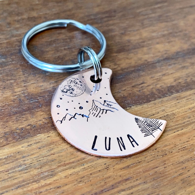 Moon Pet ID Tag Personalised Custom Pet Tag Hand Made Dog | Etsy