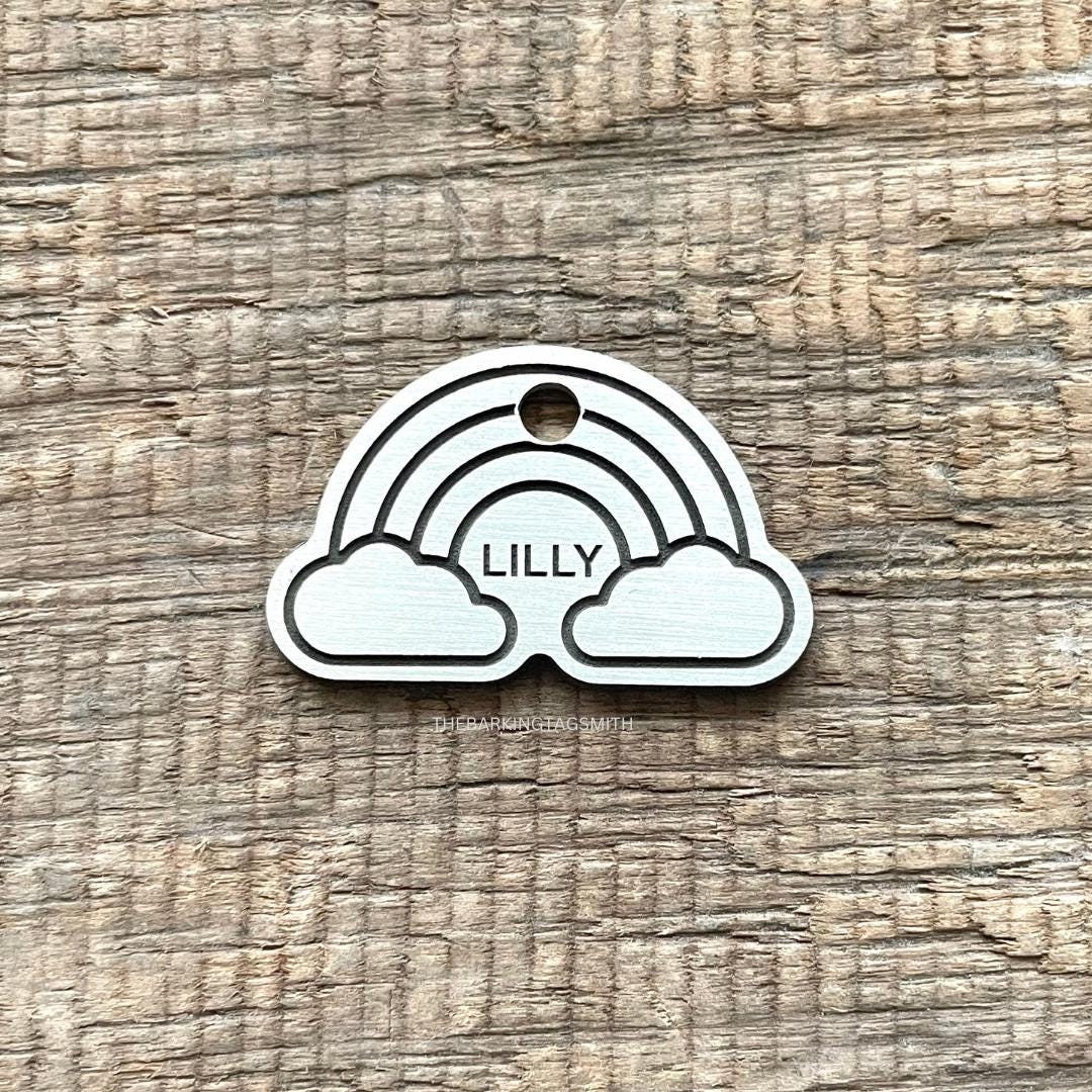Rainbow Dog Tag, Cloud Pet ID Tag, Cat ID Tag, Custom Dog Tags, Dog ...