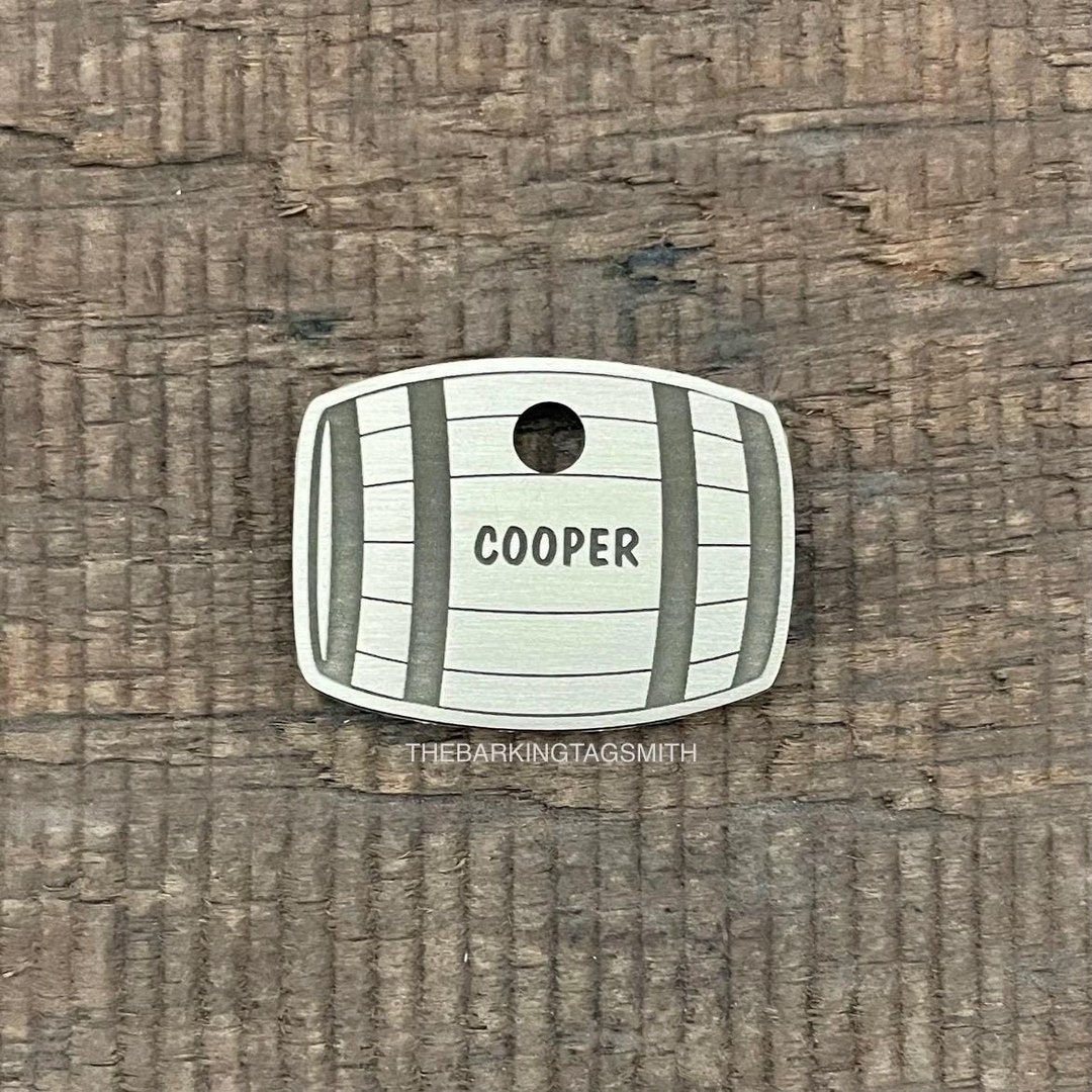 Barrel Shape Dog Tag, Wooden Barrel Pet ID Tag, Keg Tag, Cat ID Tag ...