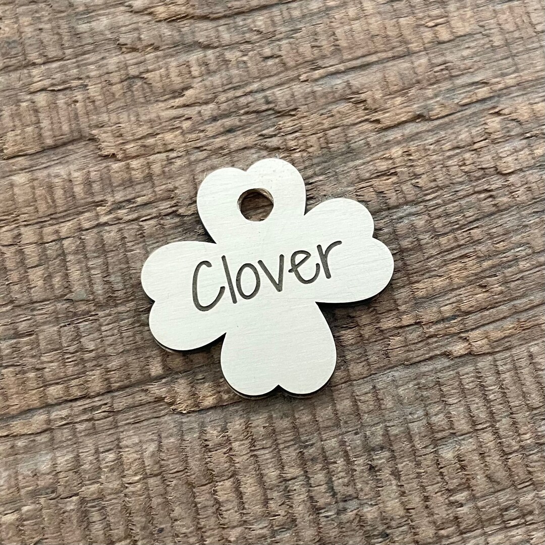 Clover Shape Dog Tag, Four Leaf Clover, Pet ID Tag, Irish Pet Tag, Cat ...
