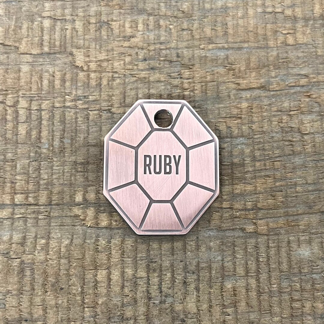 Ruby Shape Dog Tag, Gemstone Pet ID Tag, Jewel Tag, Cat ID Tag, Custom ...