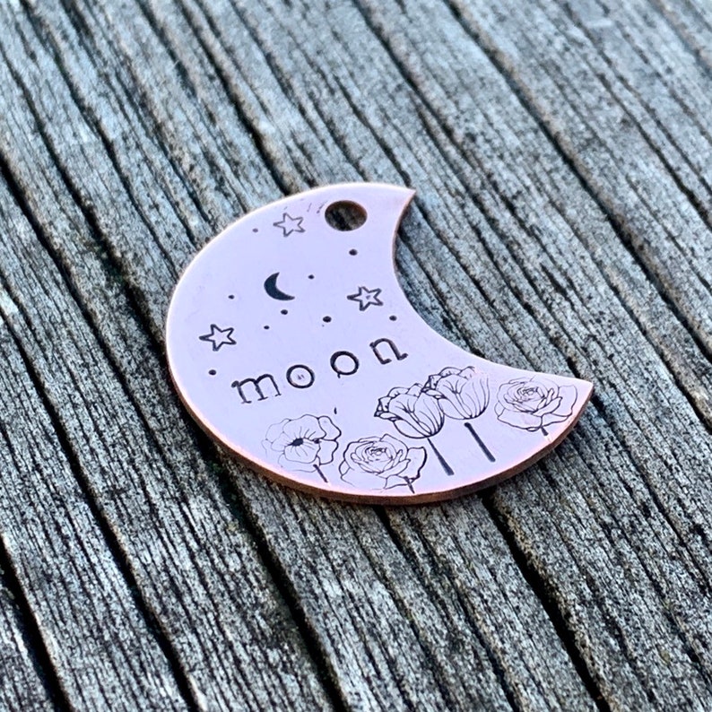 Personalised Custom Moon Shape Pet Tag Hand Made Dog Tag New | Etsy