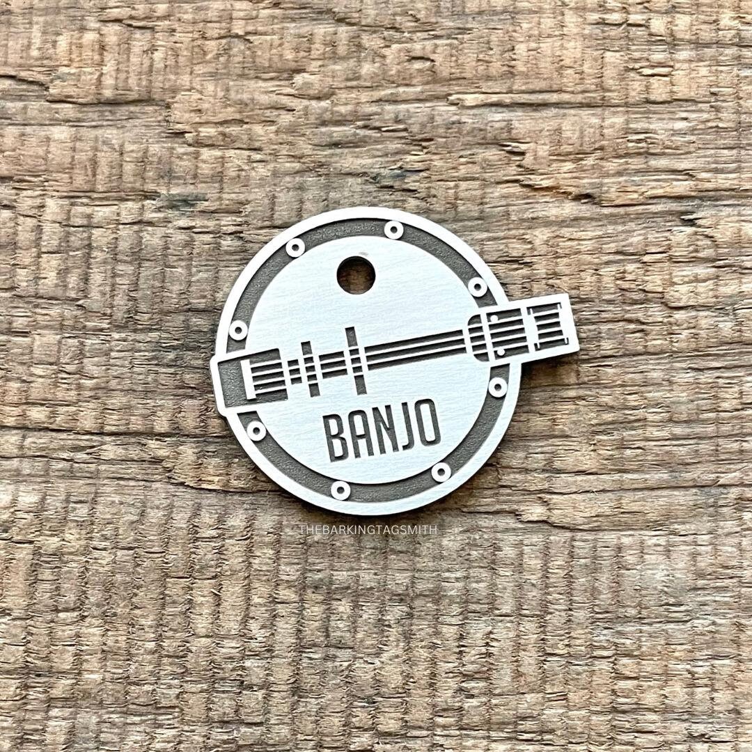 Banjo Dog Tag, Music Pet ID Tag, Custom Dog Tags, Dog Collar Tag - Etsy