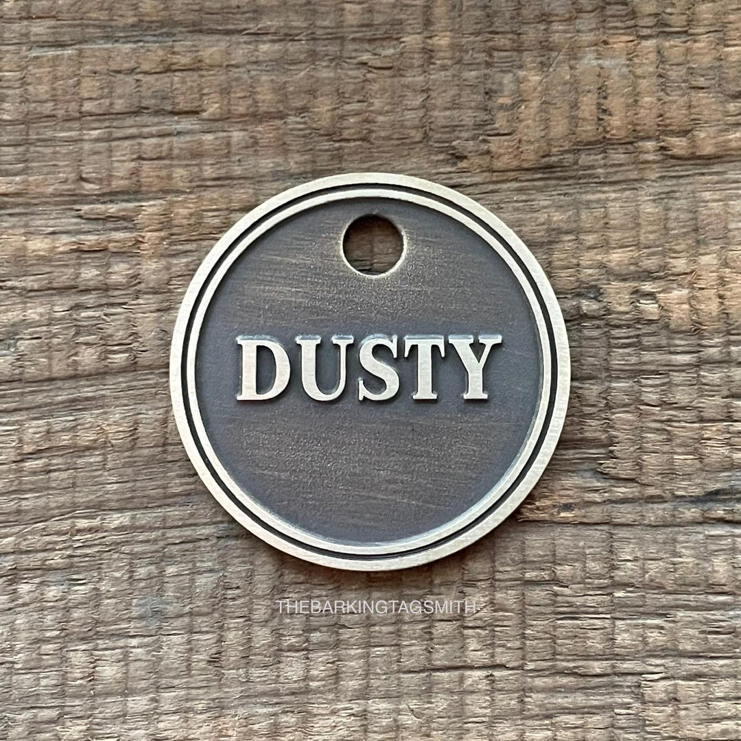 Rustic Dog Tag, Antique Pet ID Tag, Aged Vintage Style, Minimalist Cat ...