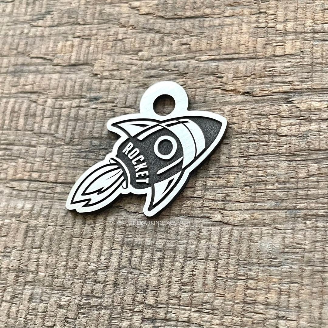 Rocket Ship Dog Tag, Space Shuttle Pet ID Tag, Personalized Dog Tag ...