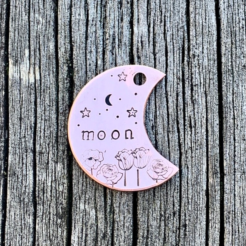 Personalised Custom Moon Shape Pet Tag Hand Made Dog Tag New | Etsy