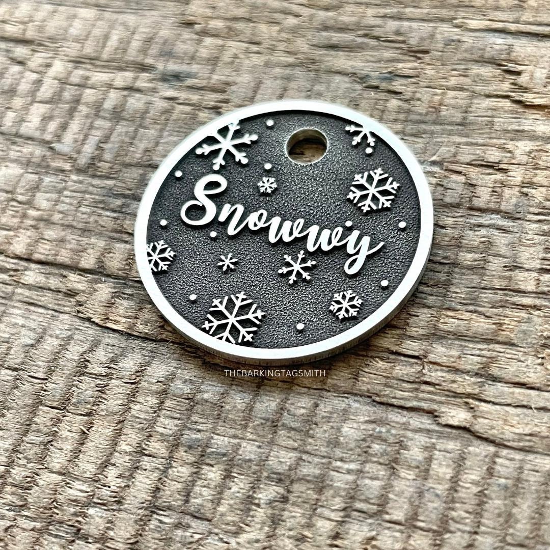 Snowflake Pet Tag, Snowy Pet ID Tag, Ice Cat ID Tag - Etsy