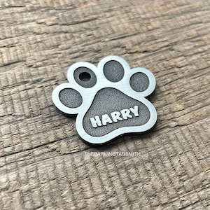 Paw Print Dog Tag, Paw Shape Pet ID Tag, Cat ID Tag, Custom Dog Tags ...
