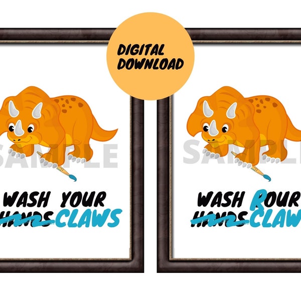 Dinosaur Wash Your Hands Print - Etsy