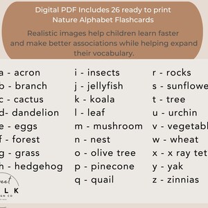 Printable Nature Alphabet Cards, Preschool Printables, Homeschool ...