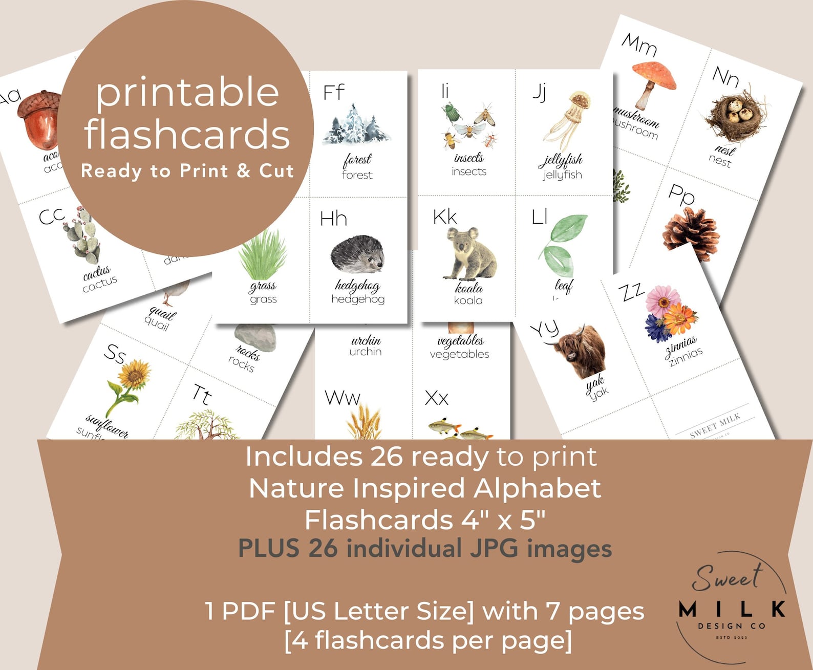 Printable Nature Alphabet Cards, Preschool Printables, Homeschool ...