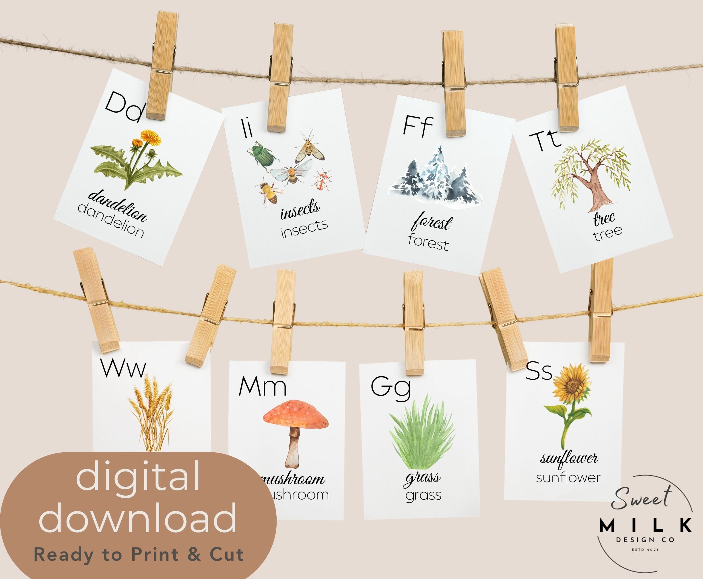 Printable Nature Alphabet Cards, Preschool Printables, Homeschool ...