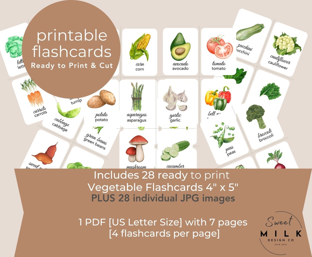 Vegetable Flash Cards, Veggie Flashcards, Preschool Curriculum ...