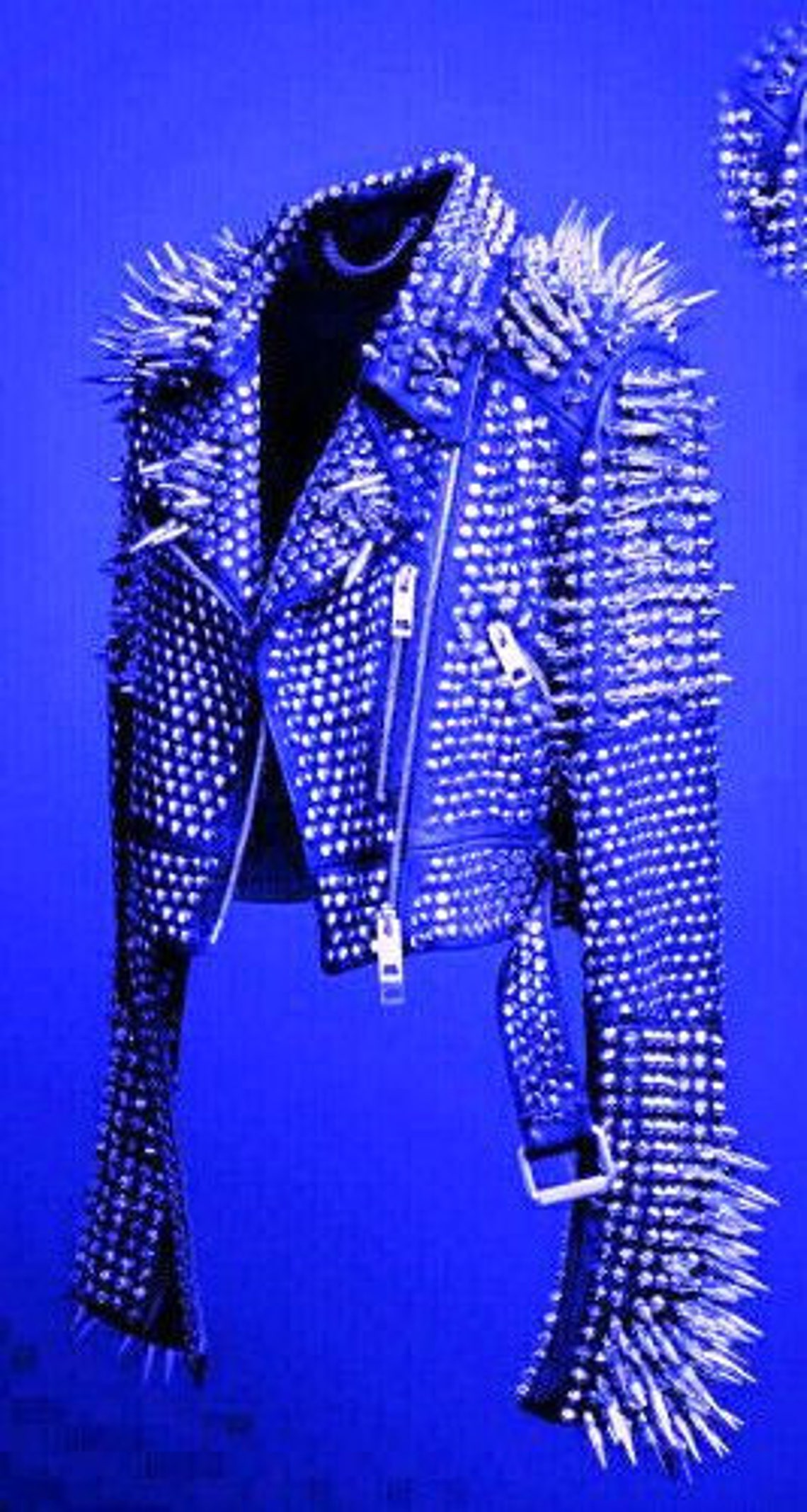 New HandMade Men Full Blue Punk Silver Long Spiked Studded | Etsy