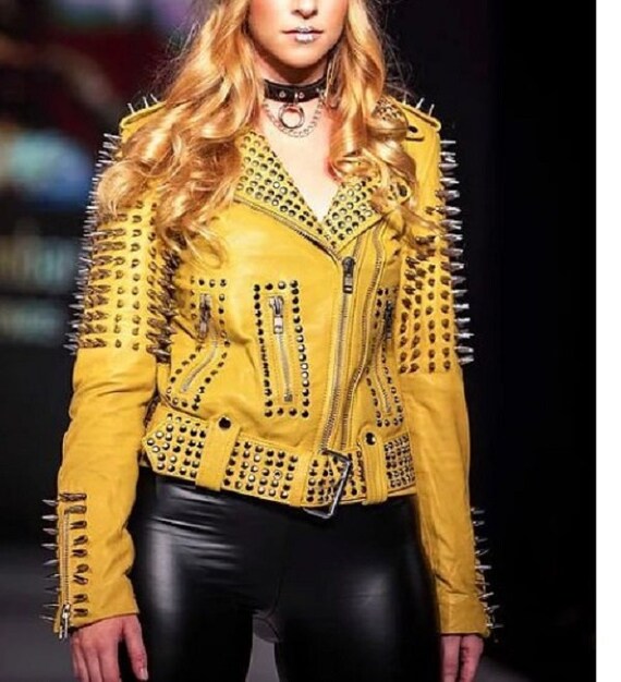 Yellow Leather Jacket Women
