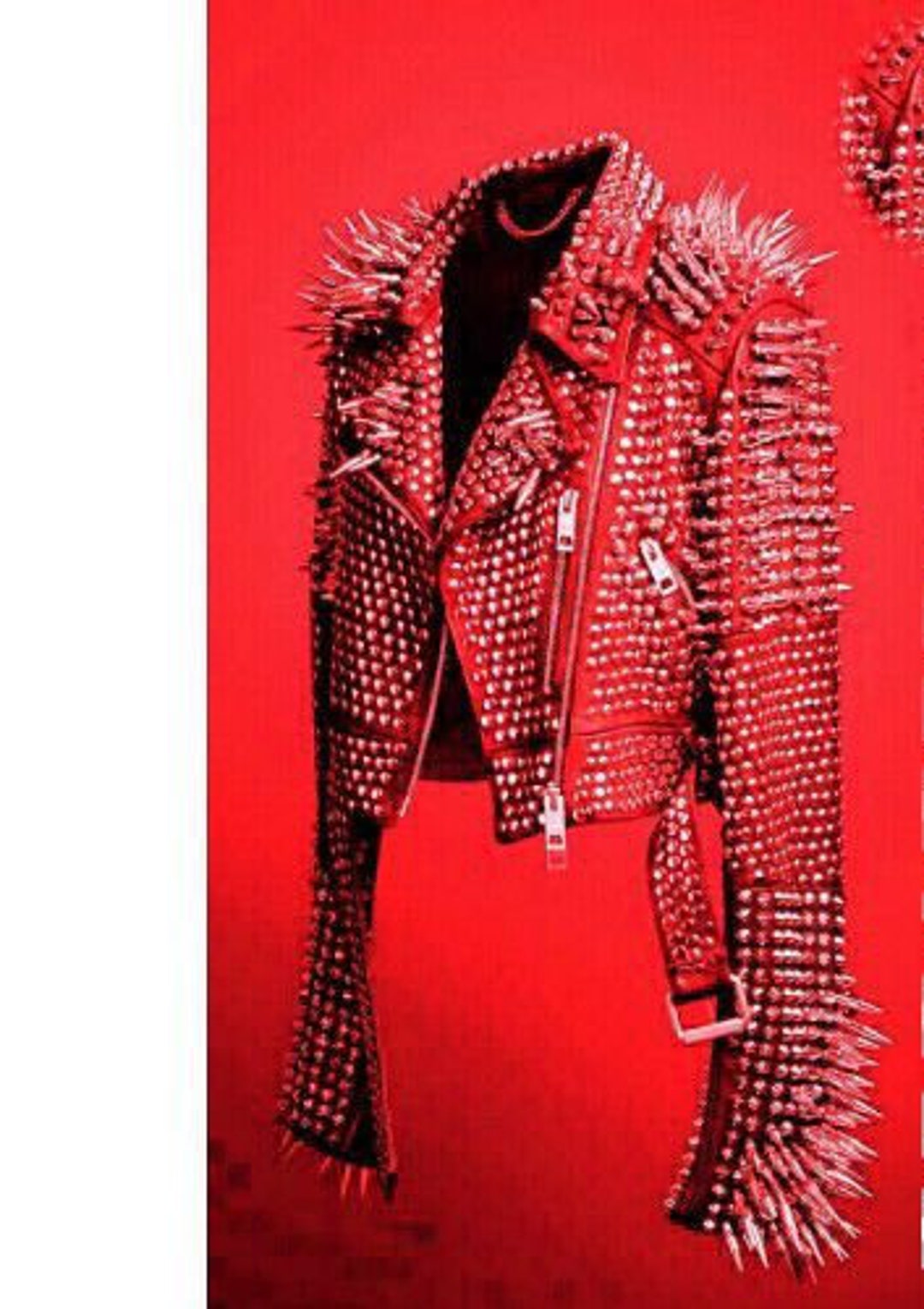 New Handmade Men Full Red Punk Silver Long Spiked Studded - Etsy