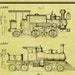 Locomotive, Train Art, Blueprint Poster, Kids Birthday Steam Engine ...