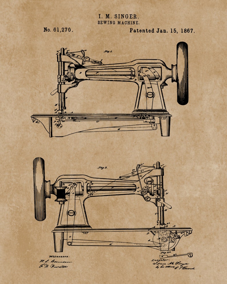 Singer Sewing Machine Patent Print 1867 (digital Download) - Etsy