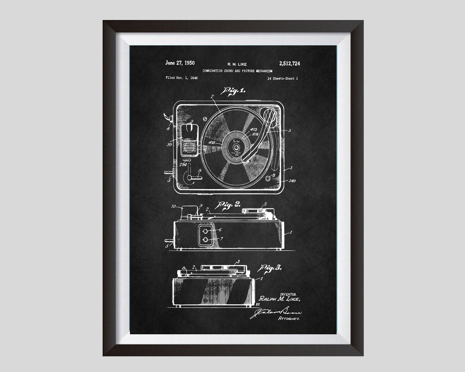 Record Player Patent Art Print: HI-FI Blueprint (digital Download) - Etsy