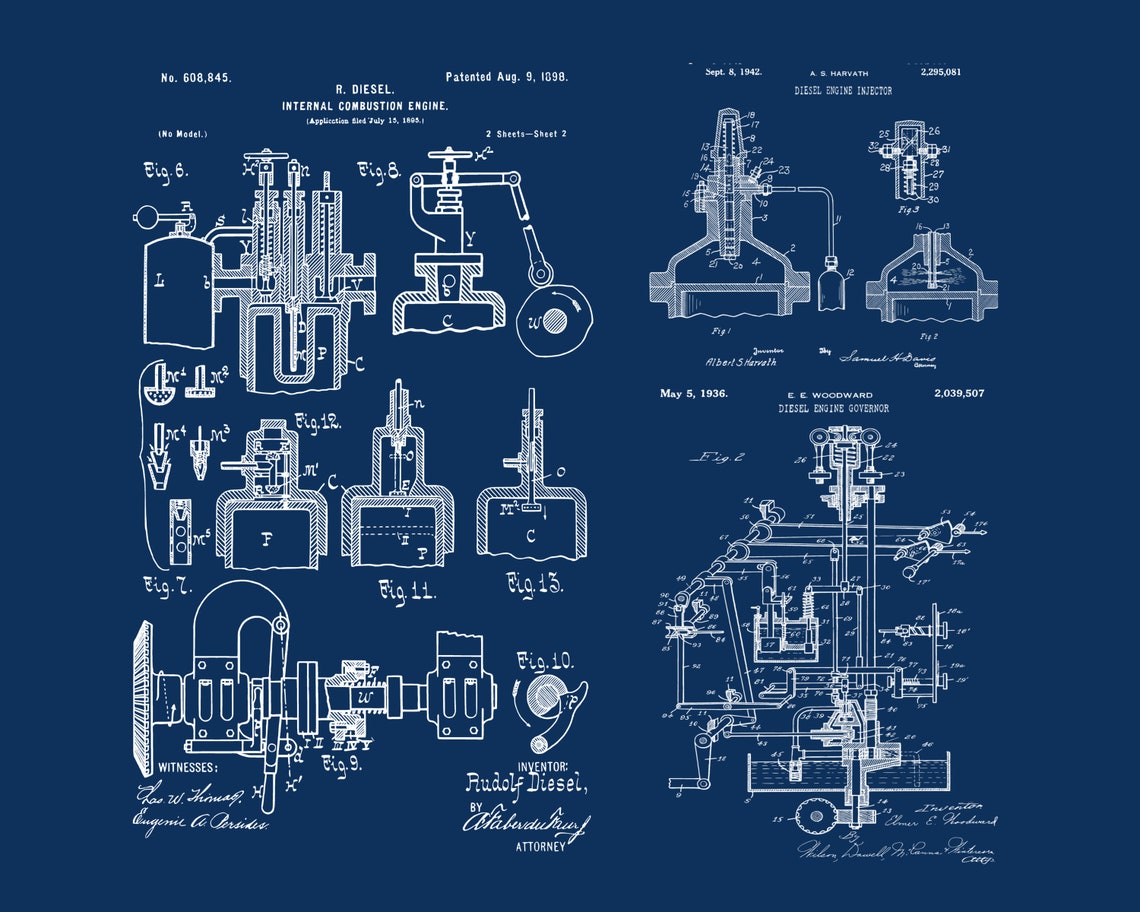 Diesel Truck Engine Patent Blueprint Poster Diesel Power - Etsy