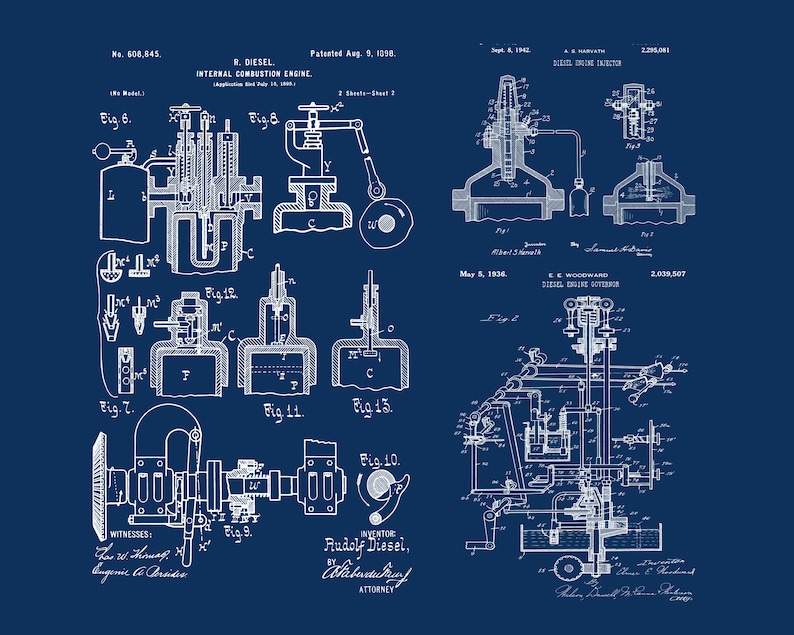 Diesel Truck Engine Patent Blueprint Poster Diesel Power - Etsy Australia