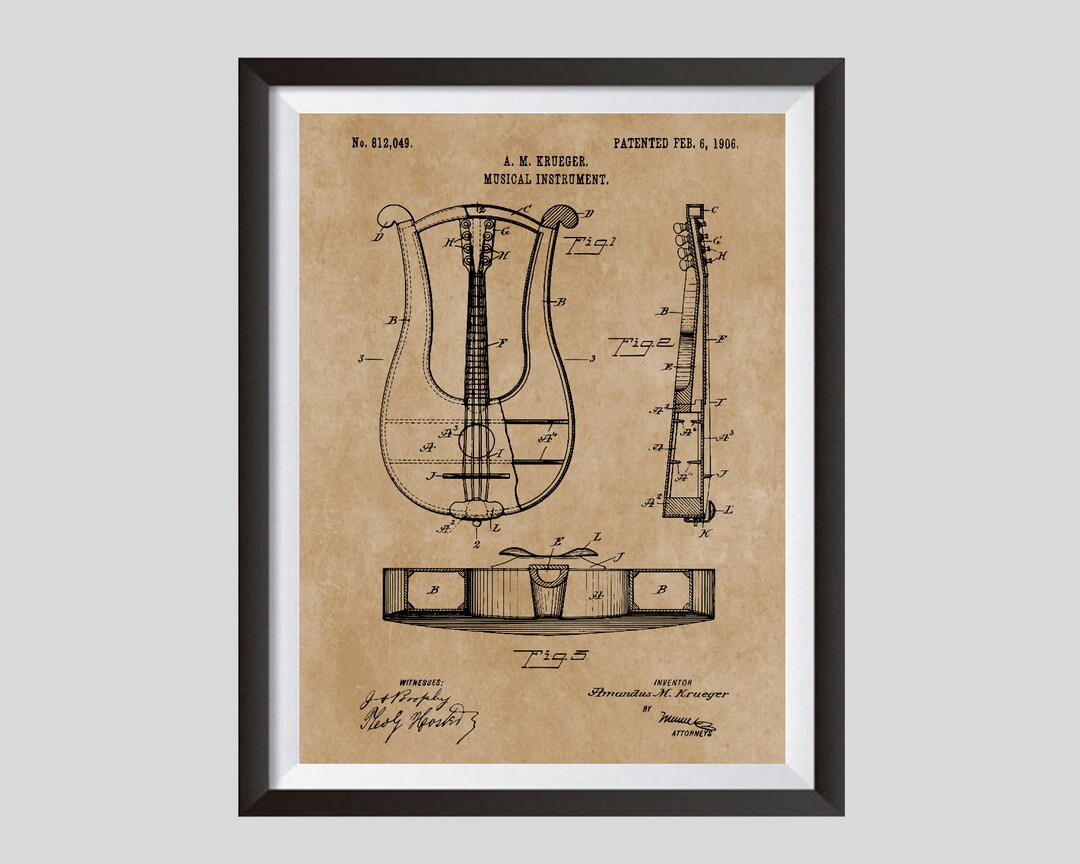 Lyre Patent Print: Musical Instrument Wall Art (downloadable) - Etsy