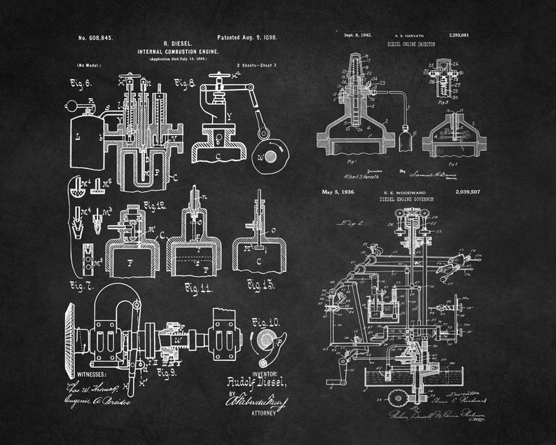 Diesel Truck Engine Patent Blueprint Poster Diesel Power | Etsy