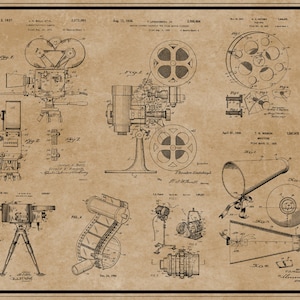 Old Film Camera Patent Prints, Downloadable Blueprint Wall Art, Movie ...