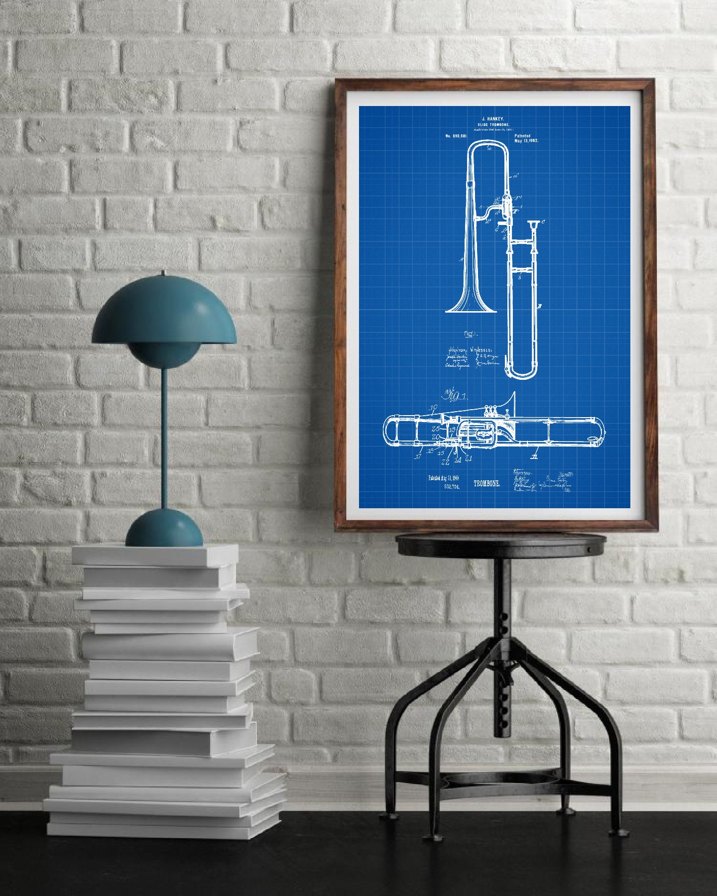 Trombone Patent Print: Vintage Blueprint Art, Musician Gift ...