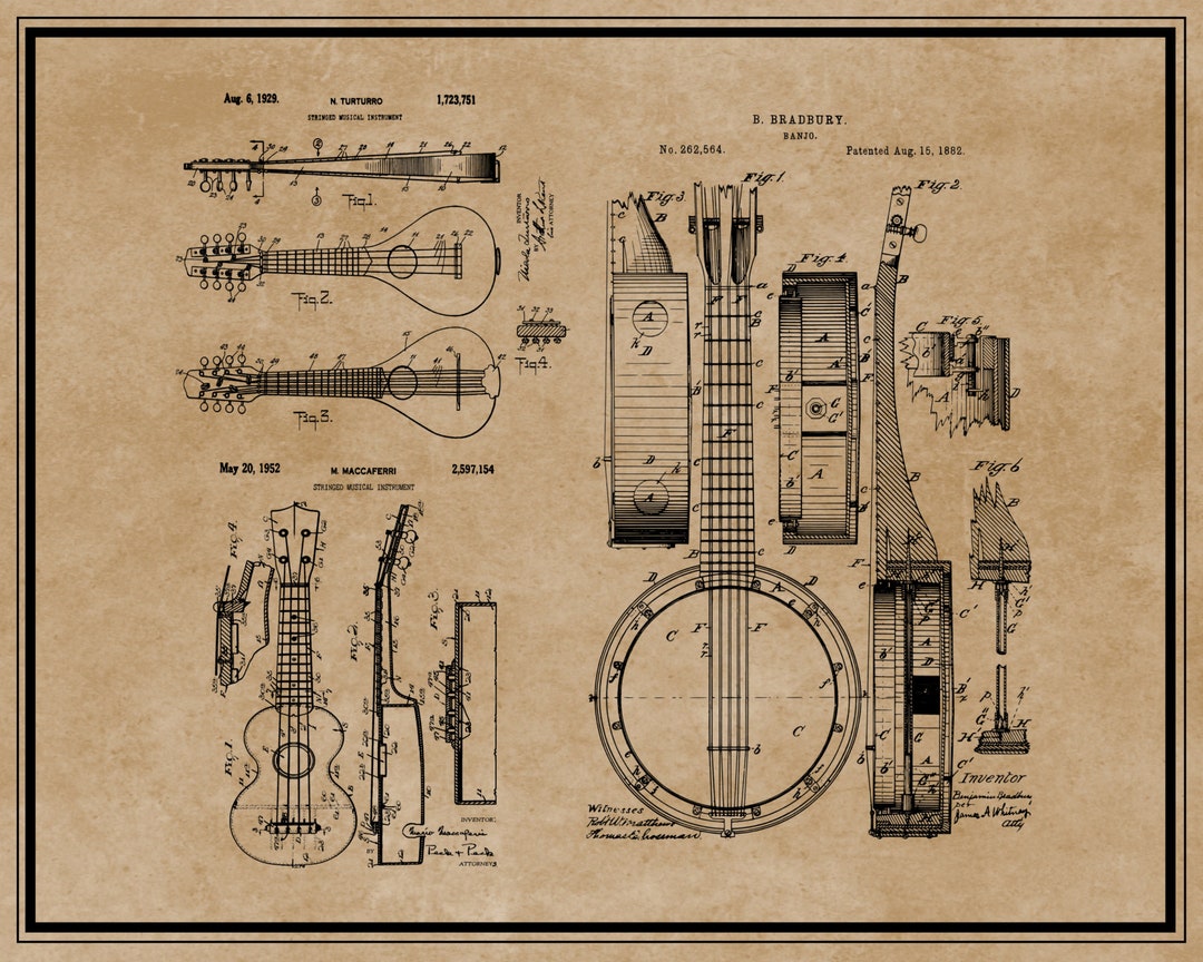 Banjo, Ukulele, Mandolin Patent Blueprint Art (digital Download) - Etsy
